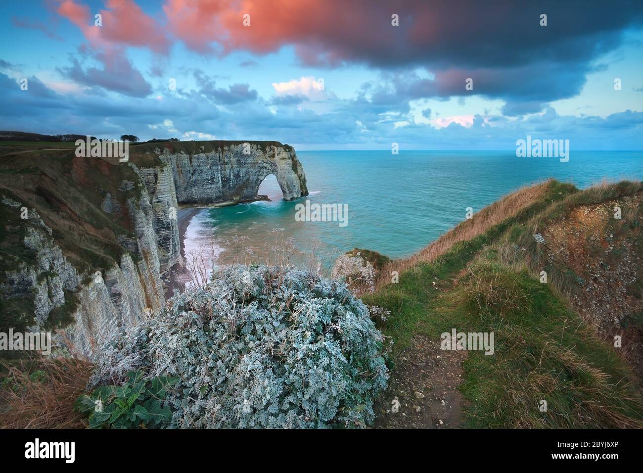 sunrise over cliffs in Atlantic ocean Stock Photo - Alamy