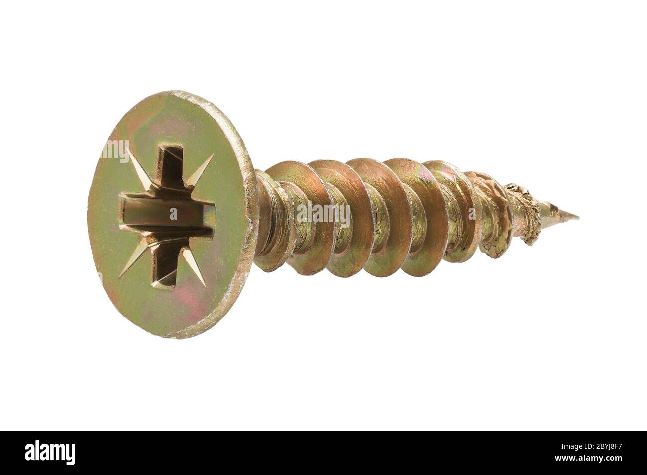 Short galvanized threaded screw isolated on a white background Stock ...