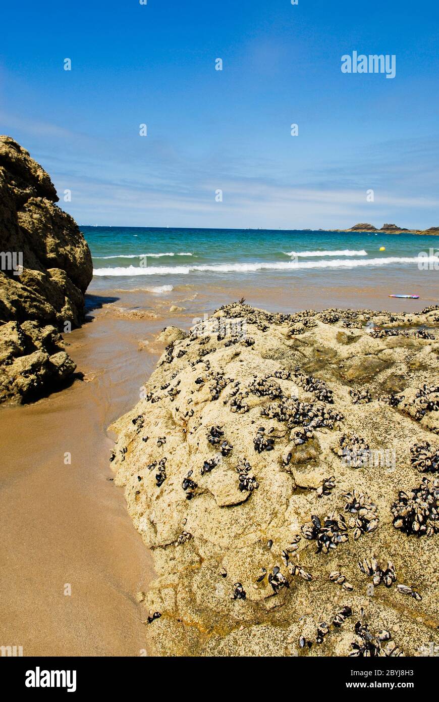 sand beach on the Emerald coast in Brittany, France in summer Stock ...