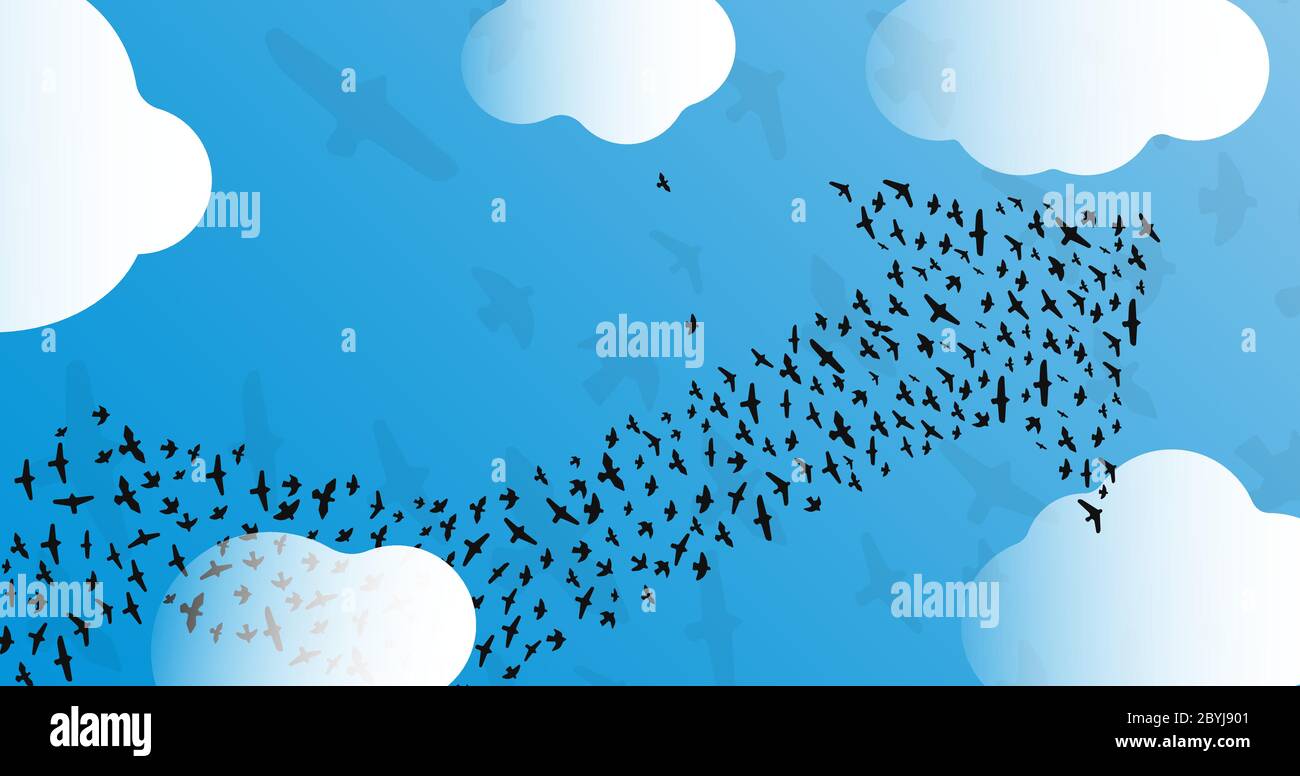 Business growth vector illustration with upwards arrow made from flying ...