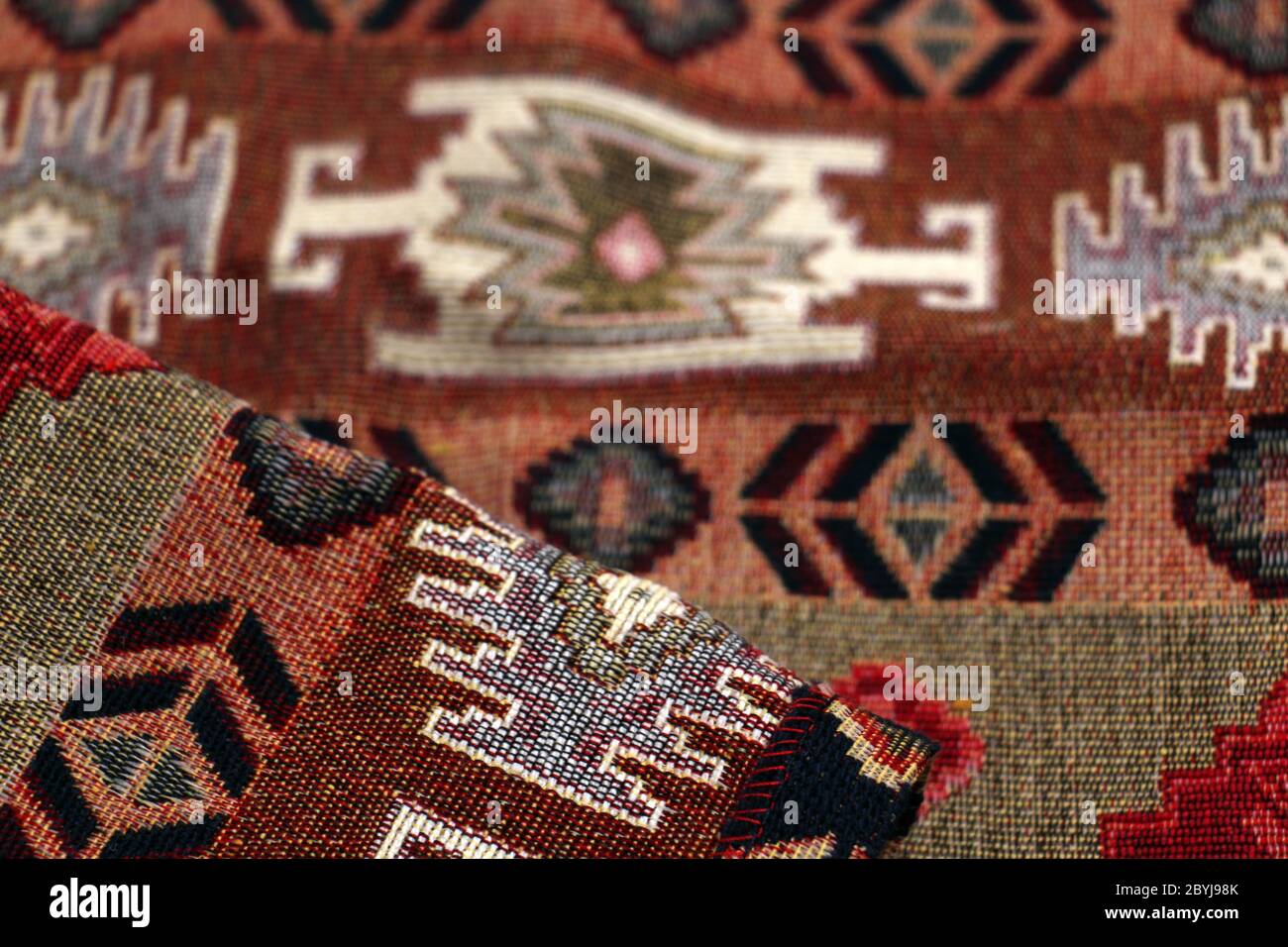 colorful geometric shapes of a carpet, top view Stock Photo - Alamy