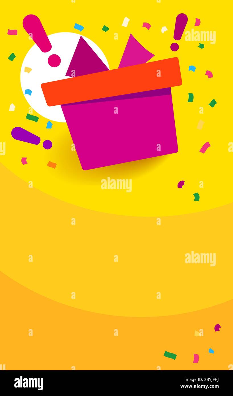 Congratulations win vertical banner. Red gift box on orange background ...