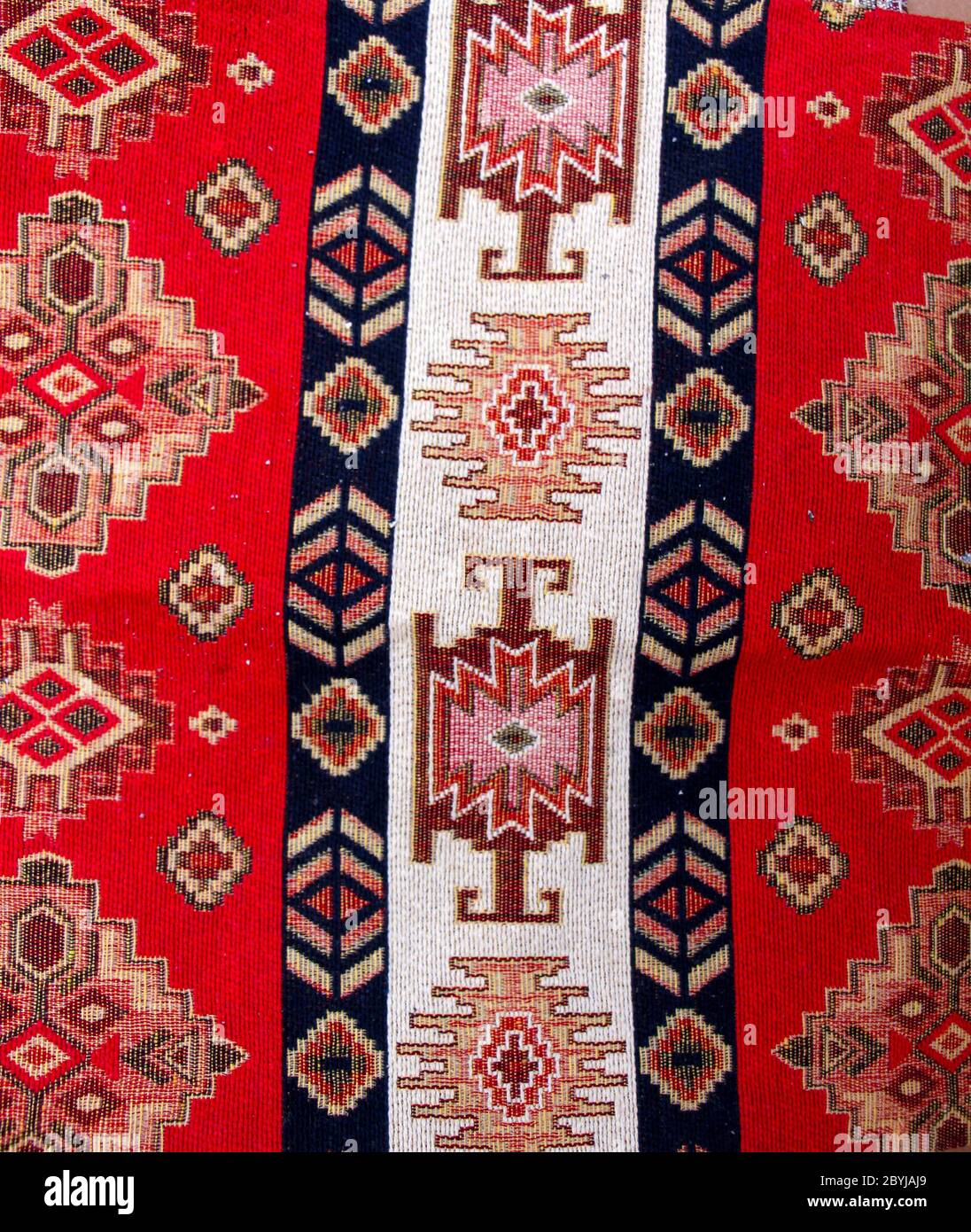 colorful geometric shapes of a carpet, top view Stock Photo - Alamy