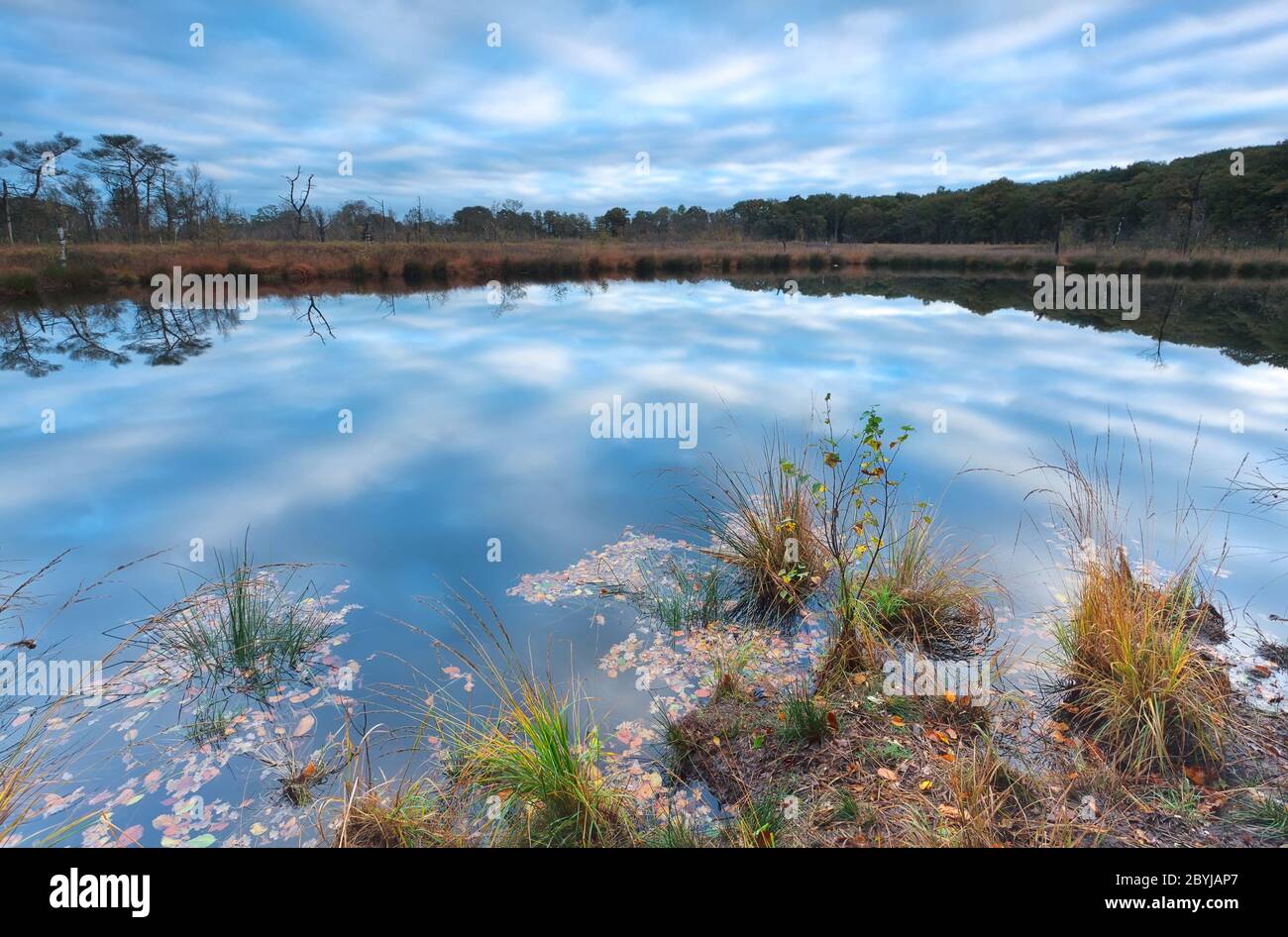 sky reflected in little lake Stock Photo - Alamy