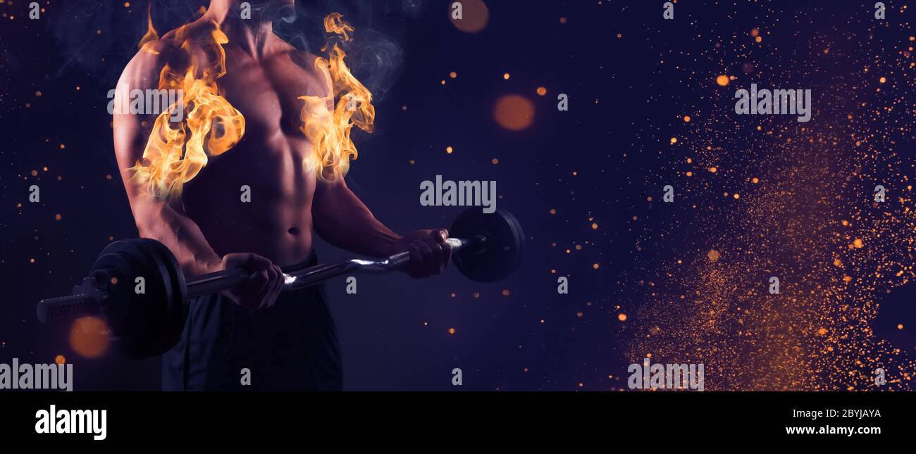 Man creating the perfect upper body. Fitness training, bodybuilding and ...