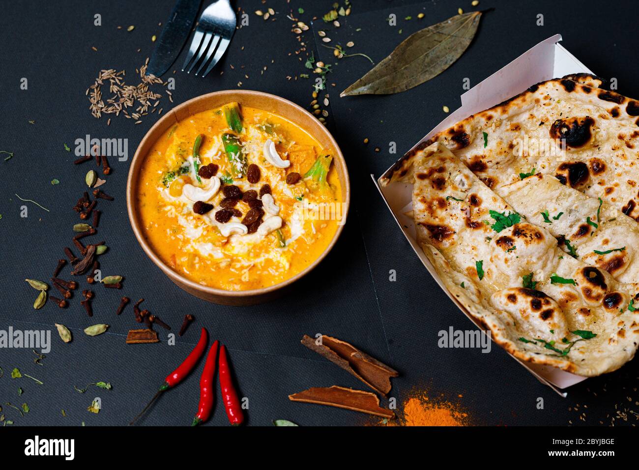 Indian food and spicy spices, stylish photos for the menu Stock Photo ...