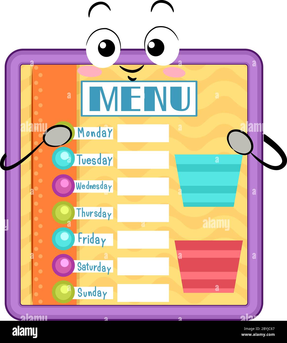 Illustration of a Home Menu Planning Mascot with Spaces for Days and ...