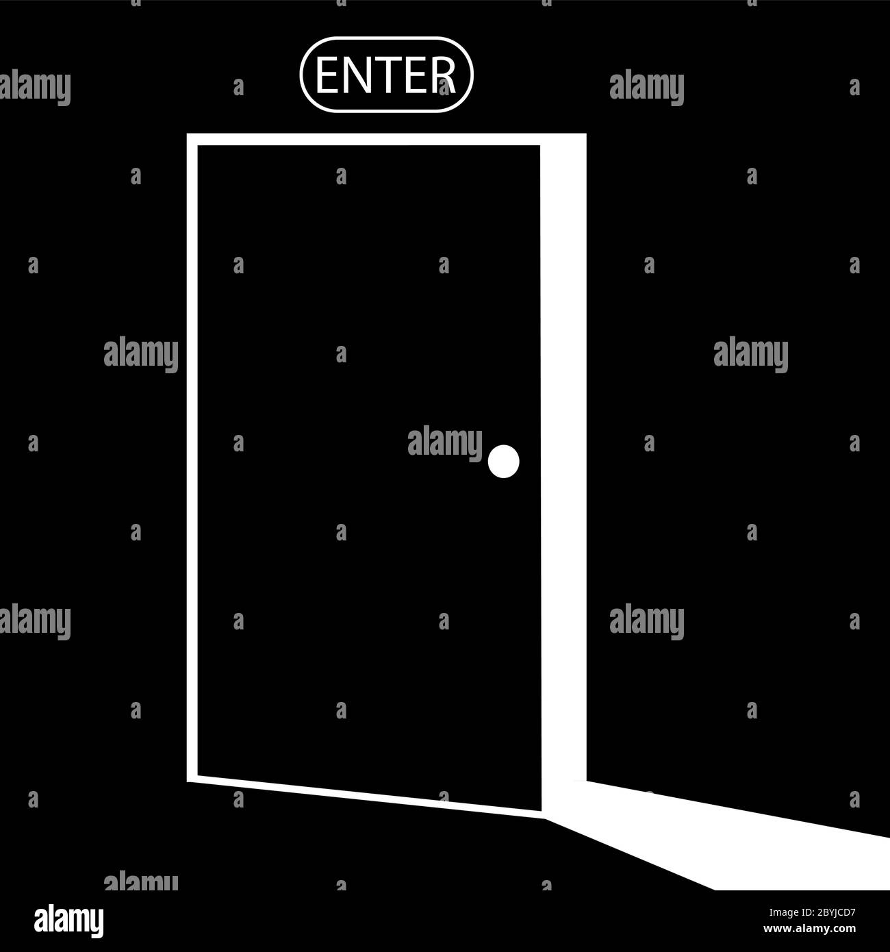 open door, entrance, light icon in white color, isolated on black ...