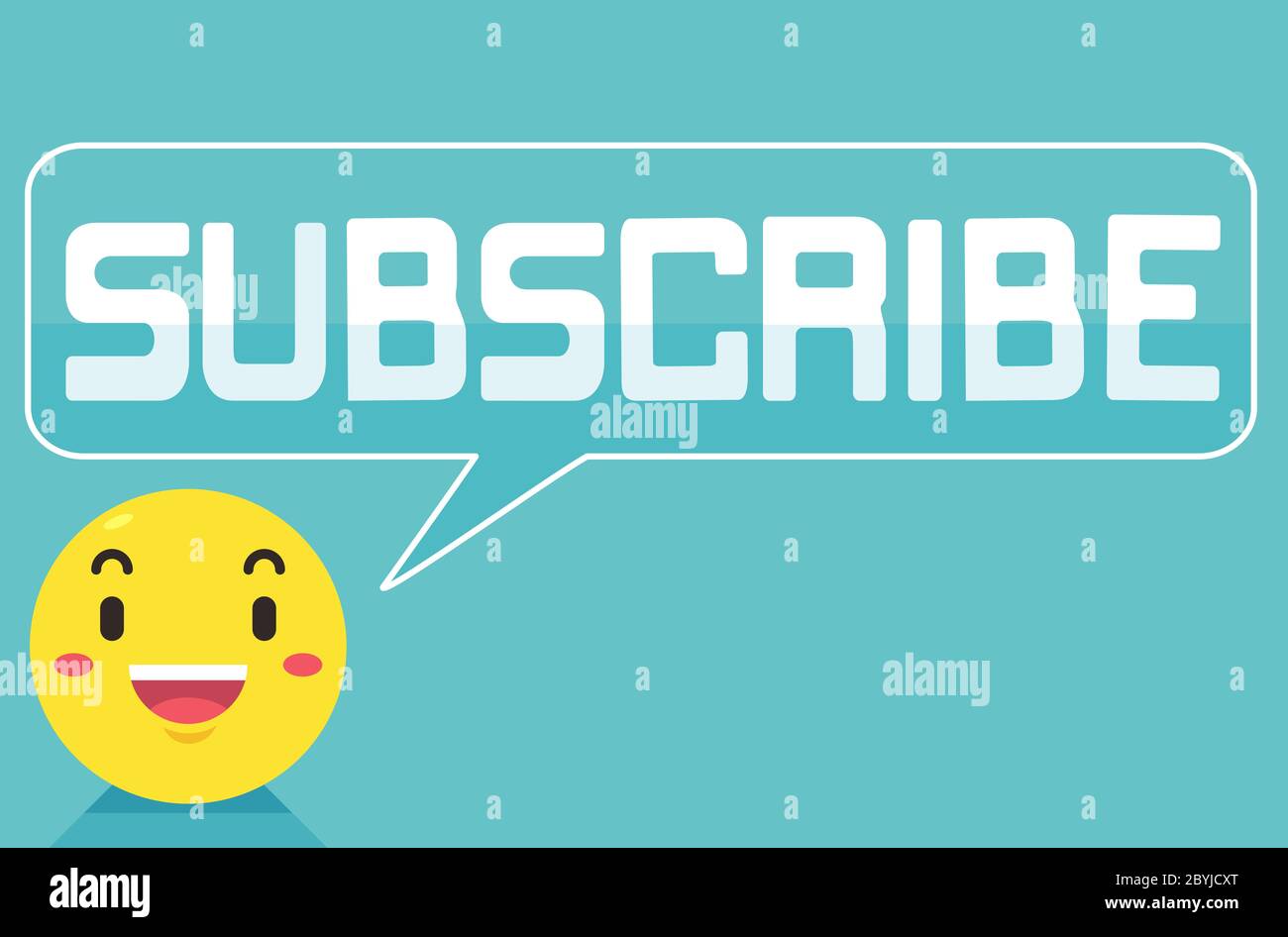 Illustration of a Smiley Say Subscribe in Speech Bubble Stock Photo - Alamy