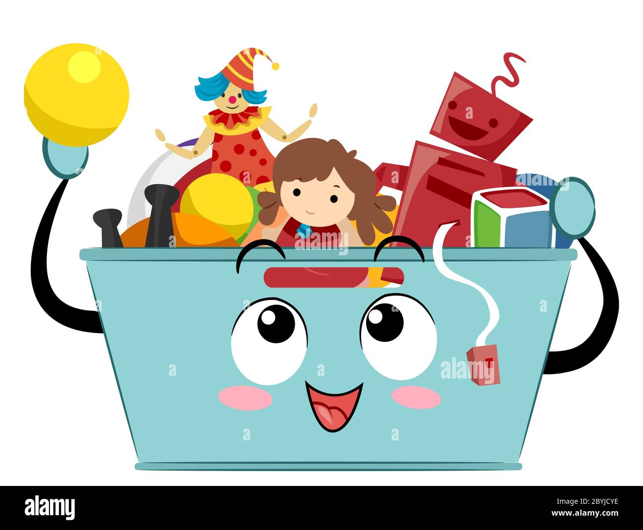 Illustration of a Storage Bin Mascot Putting Toys Inside for ...