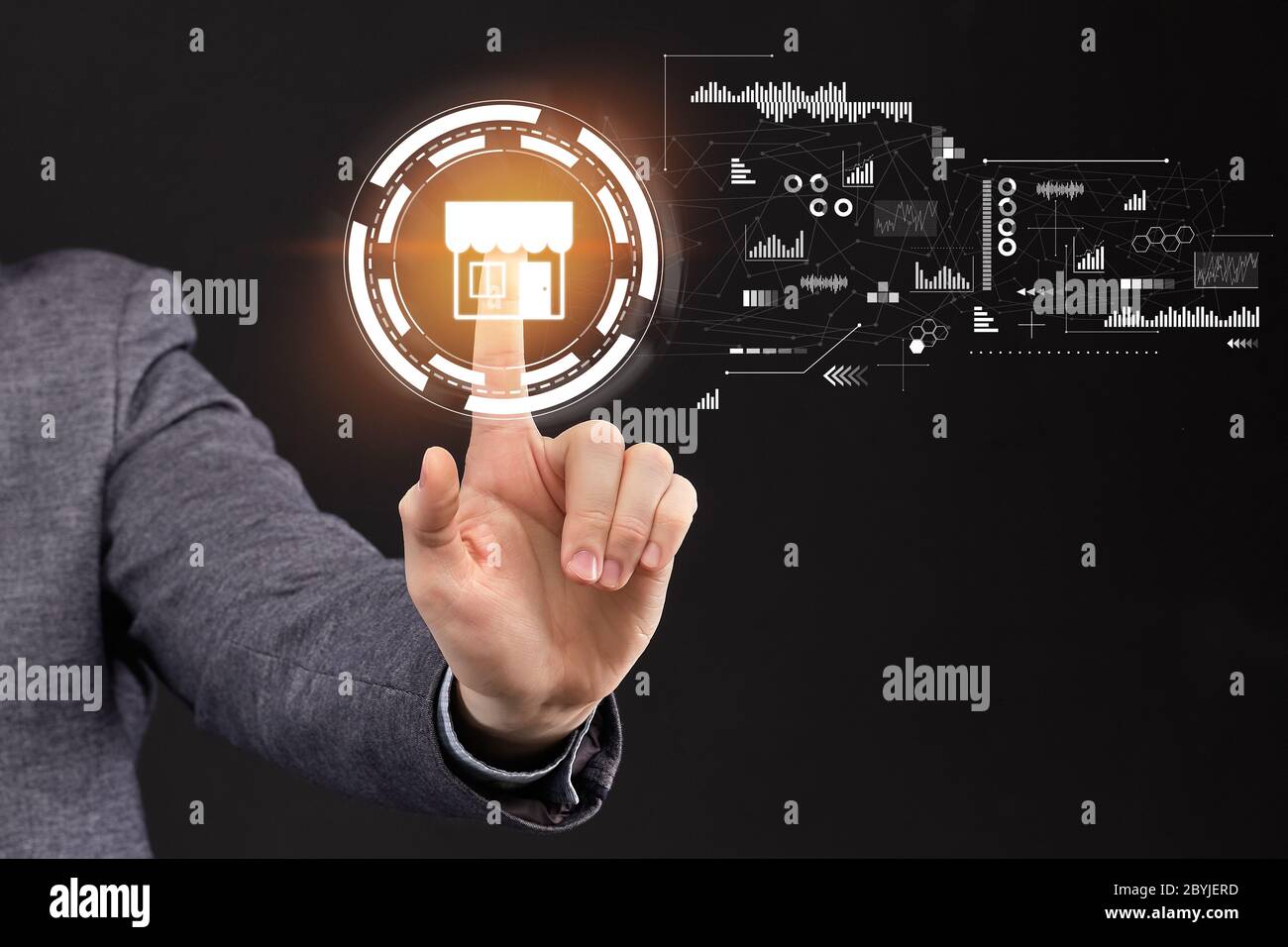 Store management concept with abstract icons and graphics Stock Photo ...