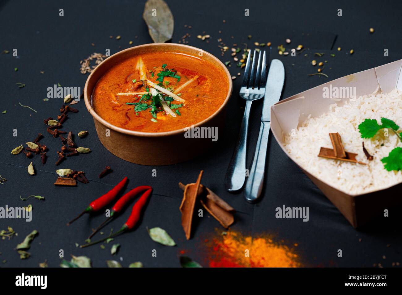 Indian food and spicy spices, stylish photos for the menu Stock Photo ...