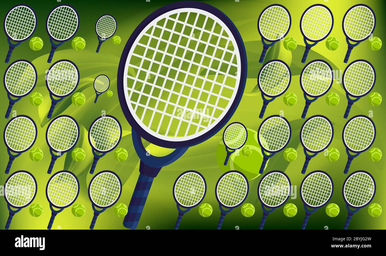 digital textile design of tennis equipment on abstract background Stock ...