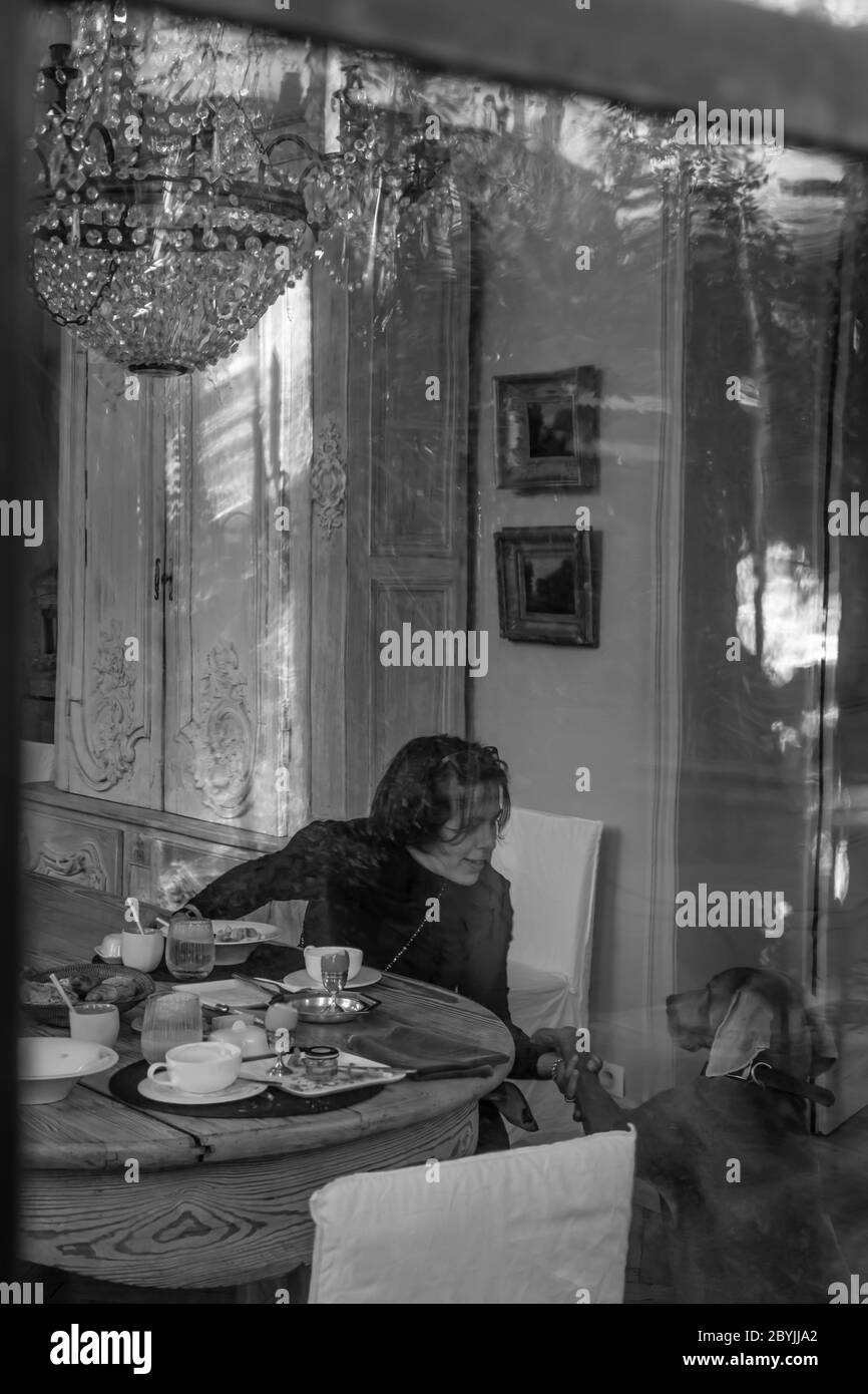 Sitting breakfast Black and White Stock Photos & Images - Alamy