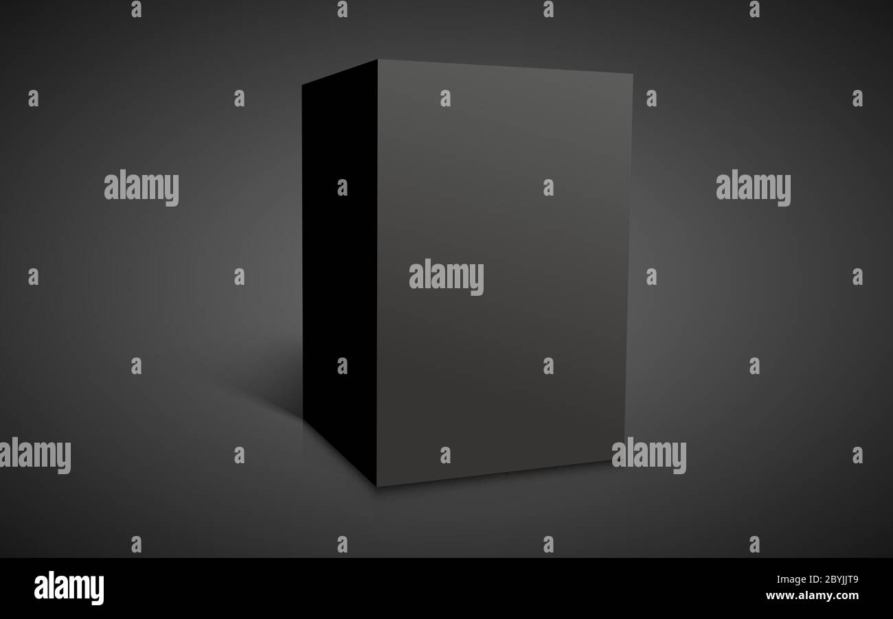 Blank black cube isolated on dark background. Vector illustration Stock ...