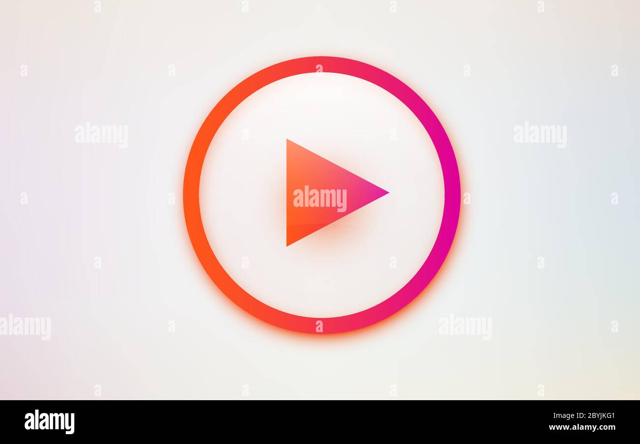 Modern red play button on white background. Vector illustration Stock ...