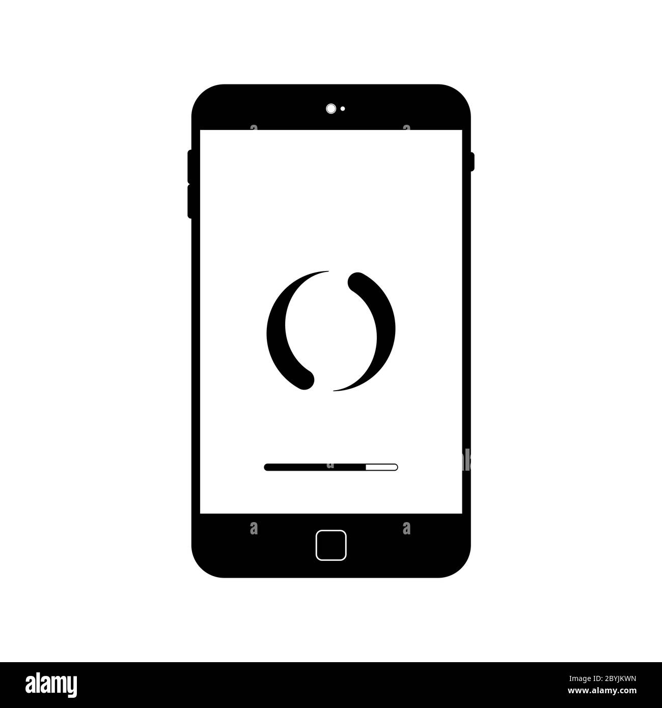 Modern mobile phone, smartphone mockup with loading icon in black on an ...