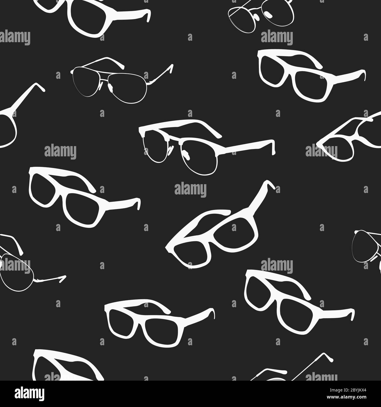 Vector Seamless Pattern Background in Black and White, Glasses Themed ...