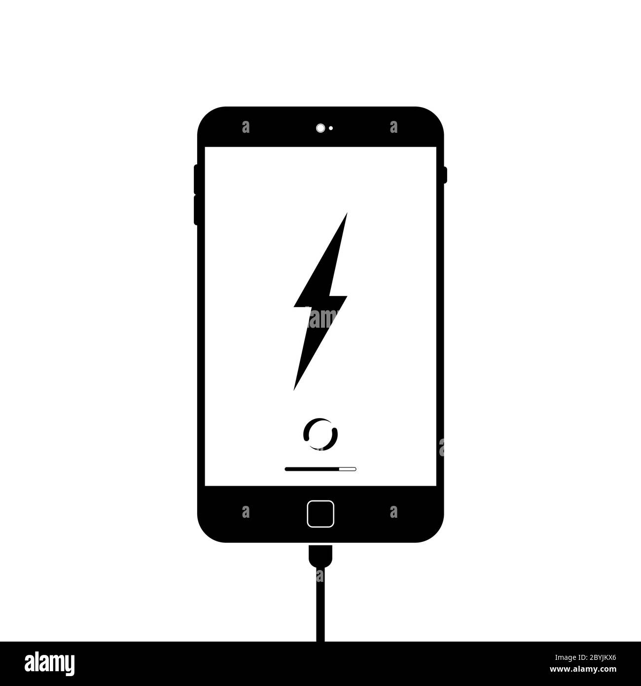 Mobile phone charging or mobile battery icon flat on isolated white ...