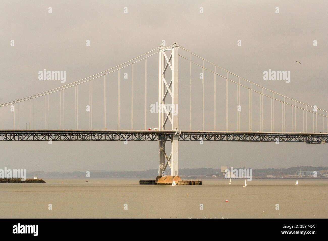Edinburgh, Scotland. The Forth Road Bridge, a suspension bridge opened ...