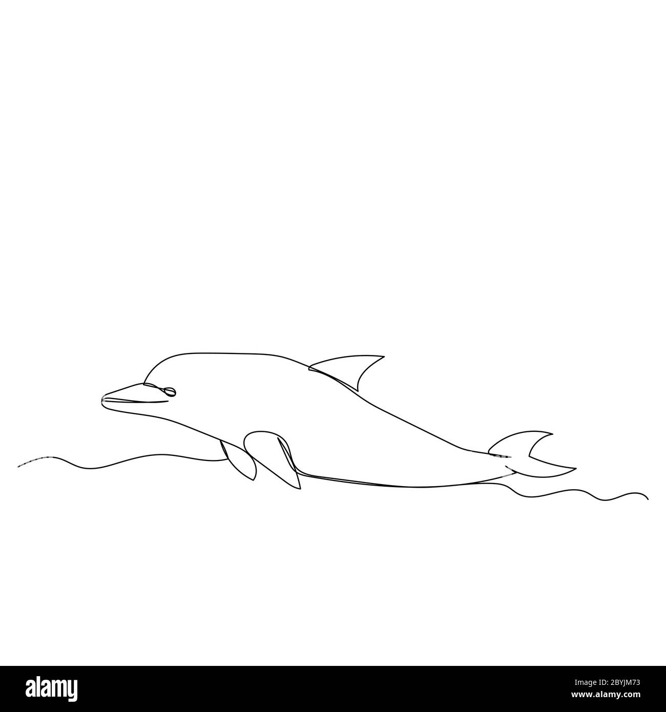 Continuous line drawing dolphin Black and White Stock Photos & Images ...