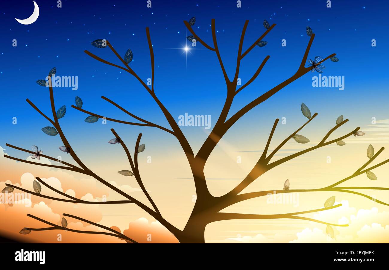 Birds in tree in winter Stock Vector Images - Alamy