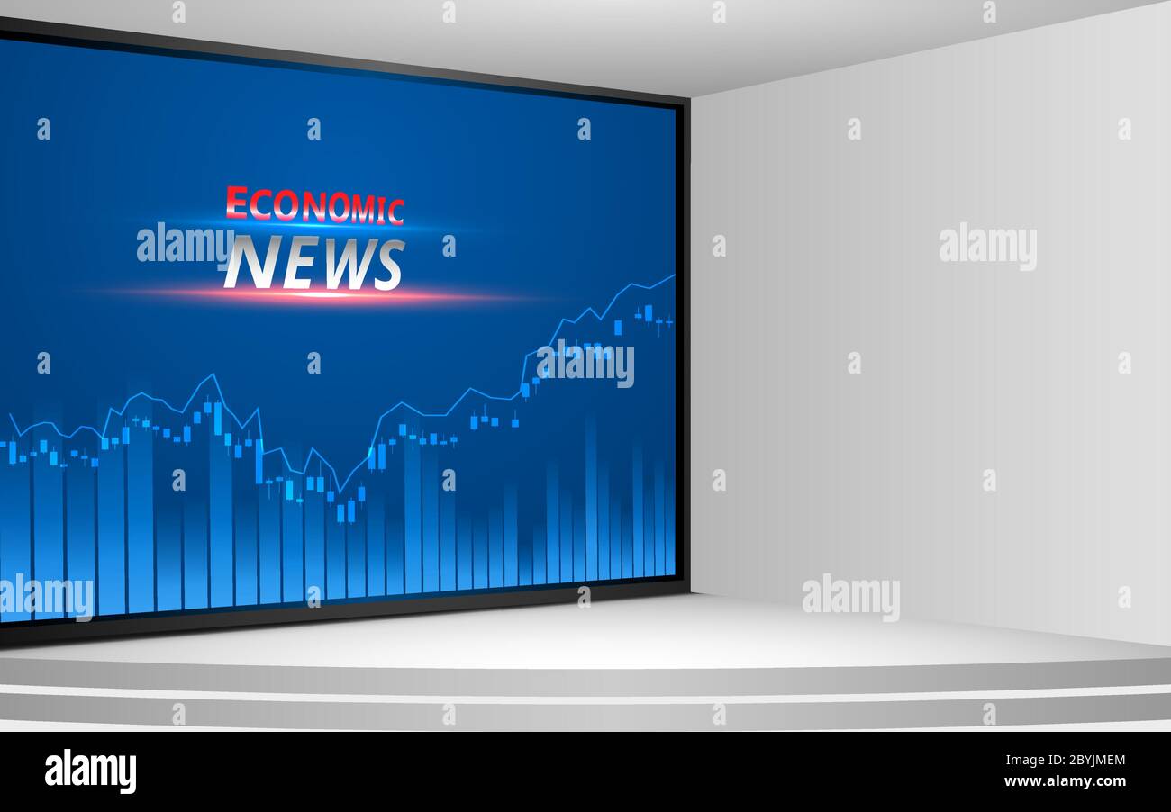 blue stand and economic news on lcd screen background in the news ...