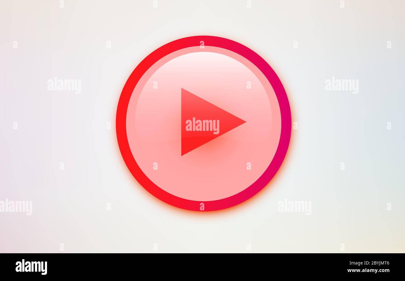 Modern red play button on white background. Vector illustration Stock ...