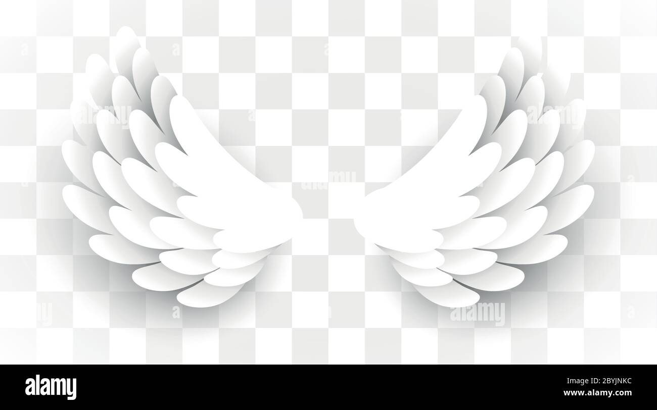 Artificial white paper wings background on transparent background ...