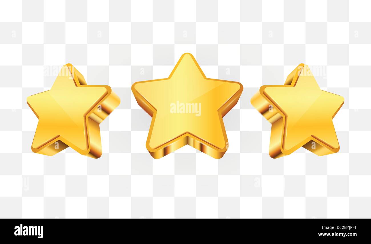 Three golden stars. Template for mobile game. Achievement concept. Vector illustration Stock ...