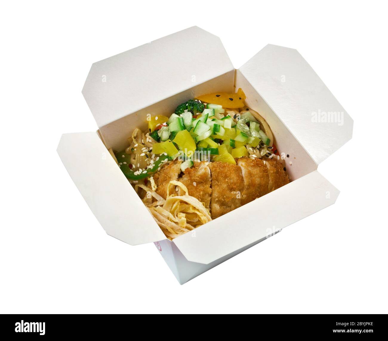 Pork roasted and udon-noodle. take-out food Stock Photo - Alamy