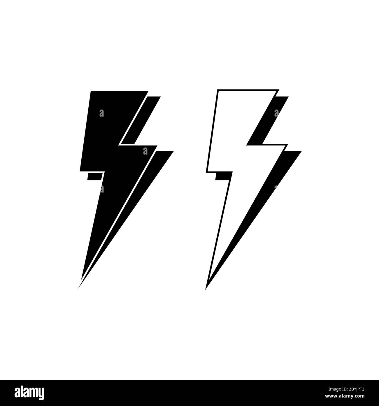 Charge, energy or lightning icon logo in black on isolated white ...
