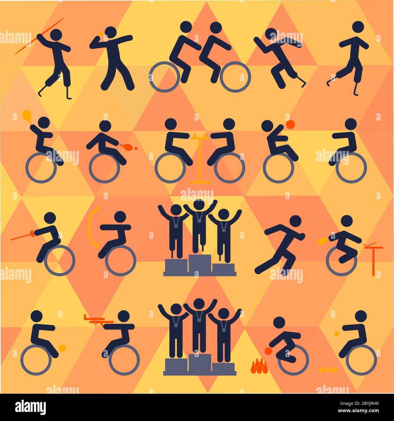 Disability icons with color background hi-res stock photography and ...