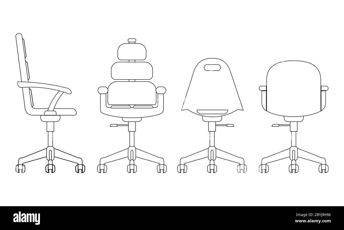 Modern office chair icon set in black isolated on white background. EPS ...