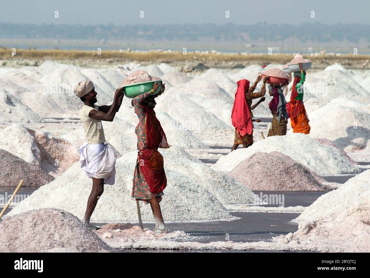 salt mining on Sambhar lake in India Stock Photo - Alamy