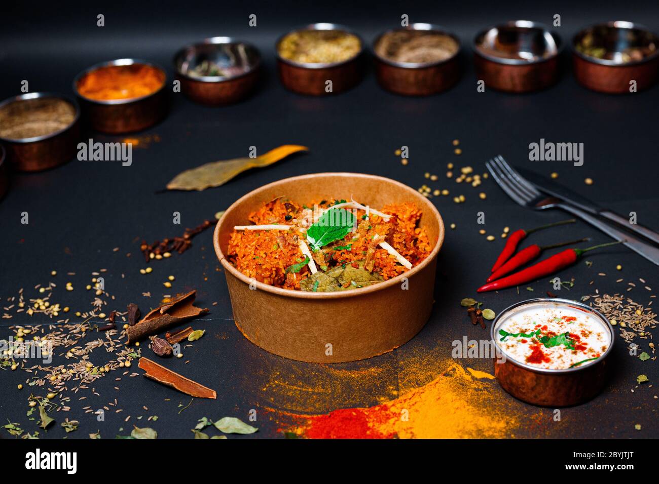 Indian food and spicy spices, stylish photos for the menu Stock Photo ...