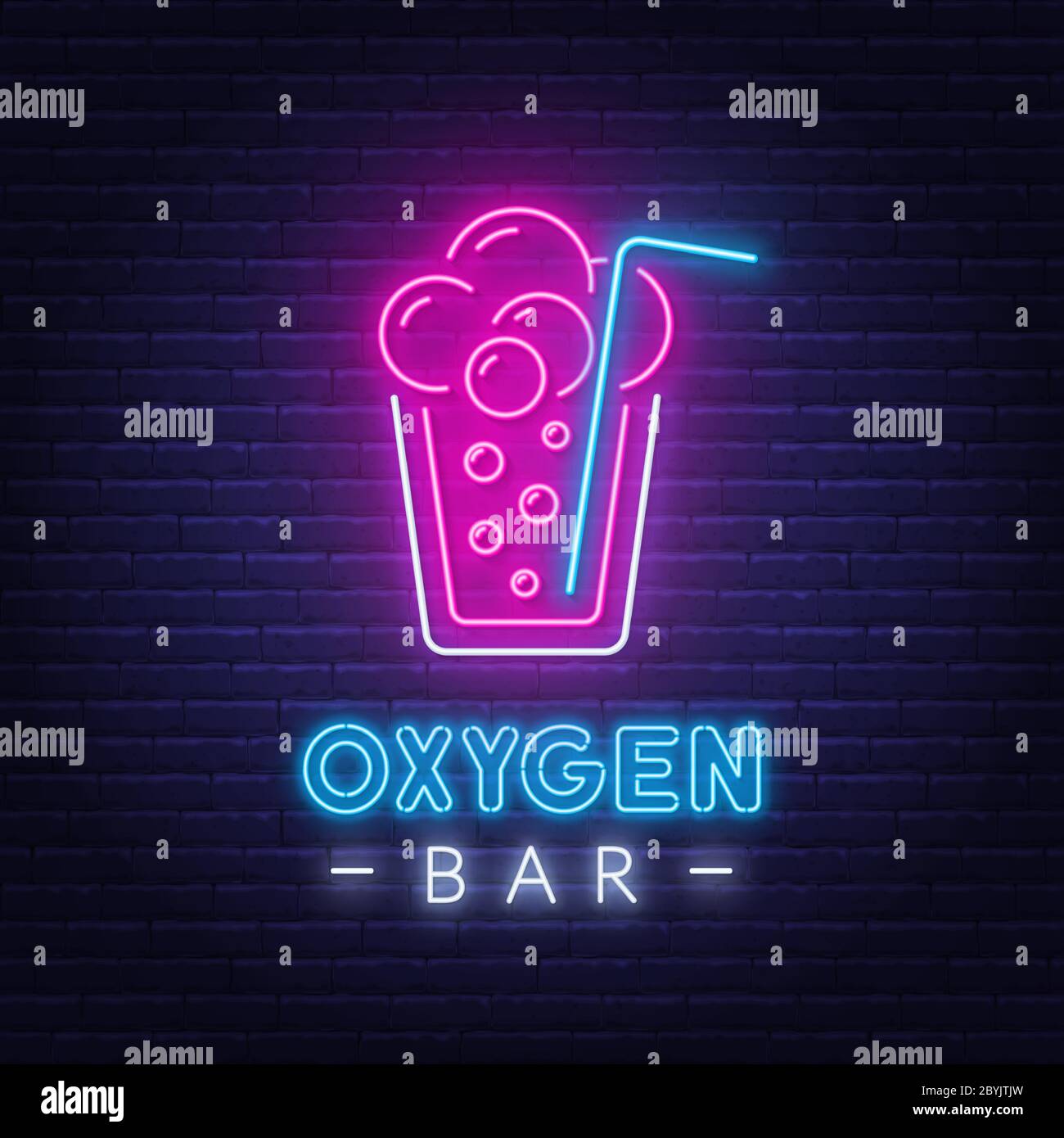 Neon lettering oxygen bar. Neon sign for an oxygen cocktail Stock ...