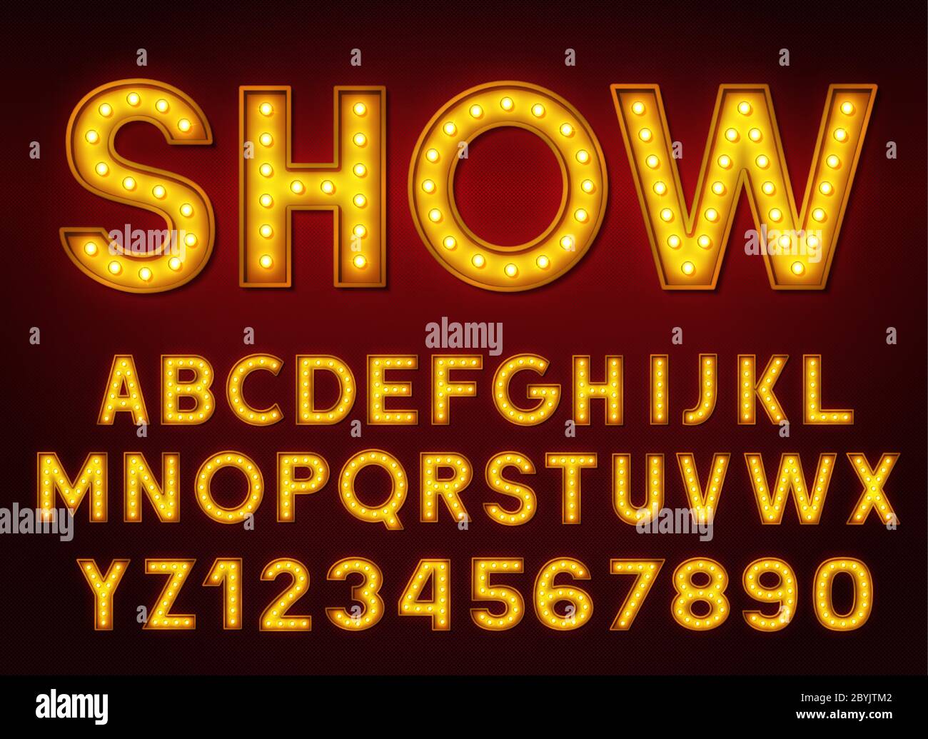 3d light bulb alphabet with numbers on a dark background Stock Vector ...