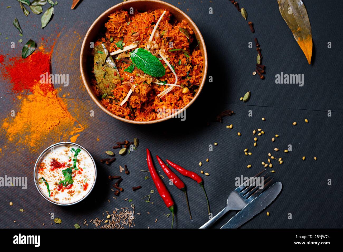 Indian food and spicy spices, stylish photos for the menu Stock Photo ...