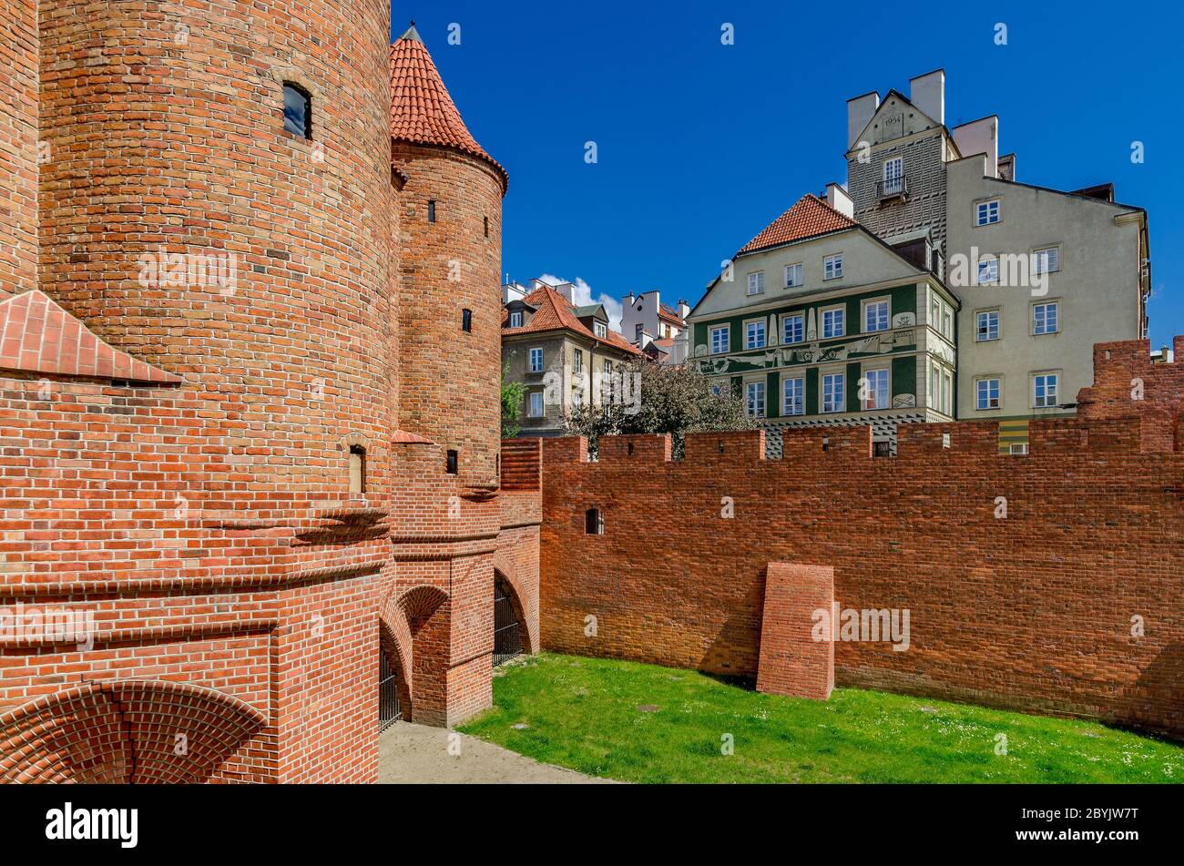 Warsaw, Mazovian province, Poland. Part of the medieval barbican, vie ...