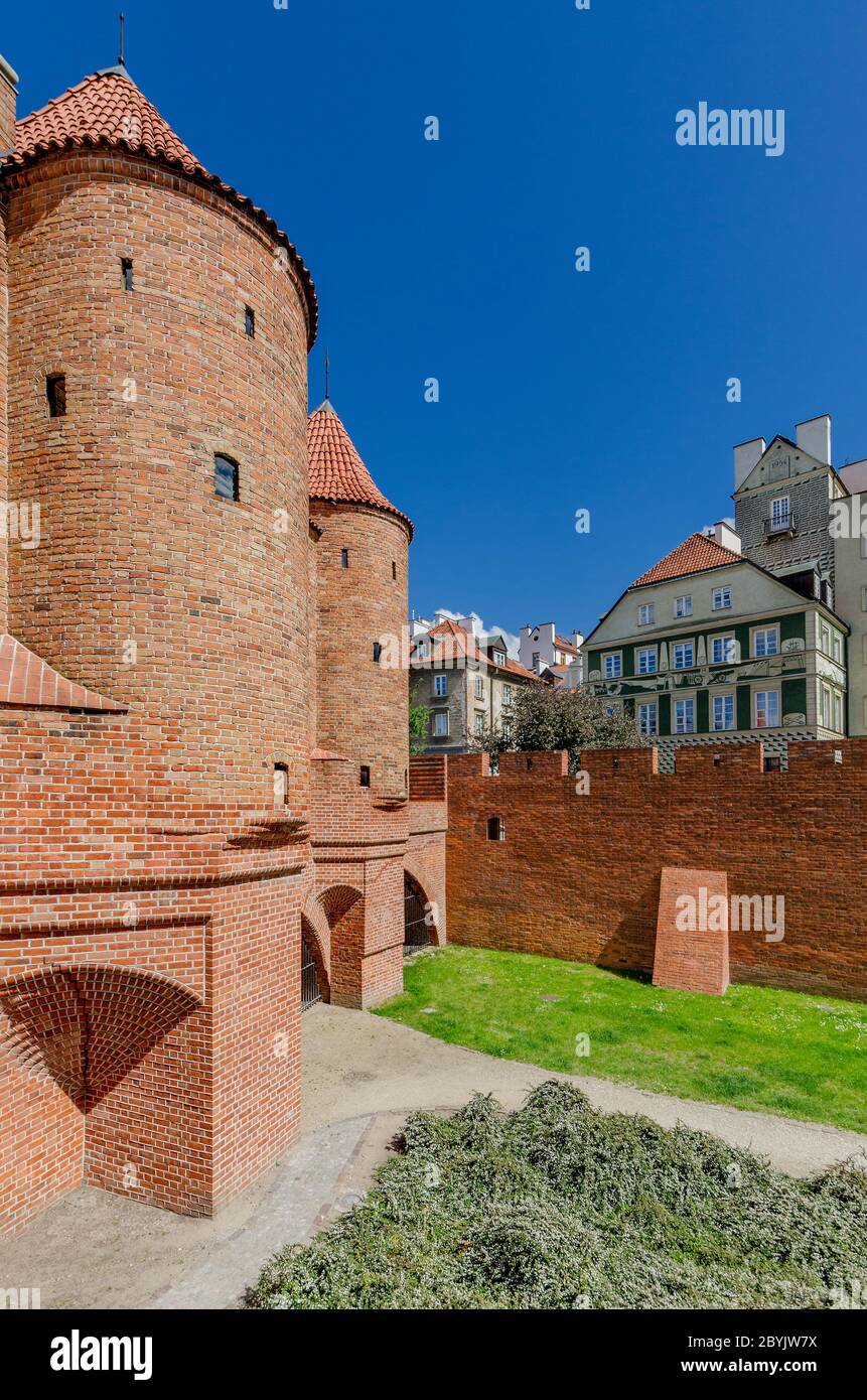 Warsaw, Mazovian province, Poland. Part of the medieval barbican, vie ...