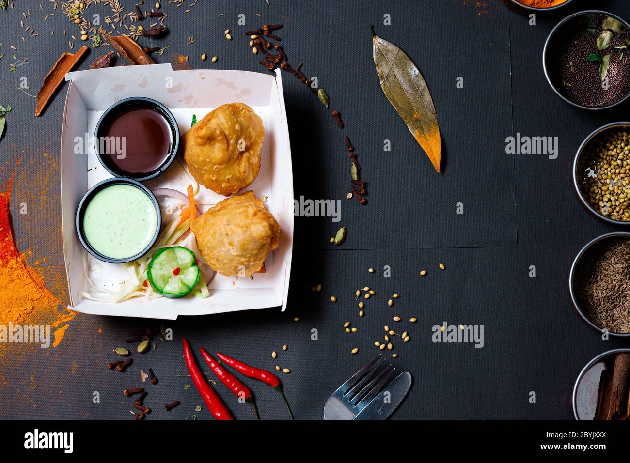 Indian food and spicy spices, stylish photos for the menu Stock Photo ...