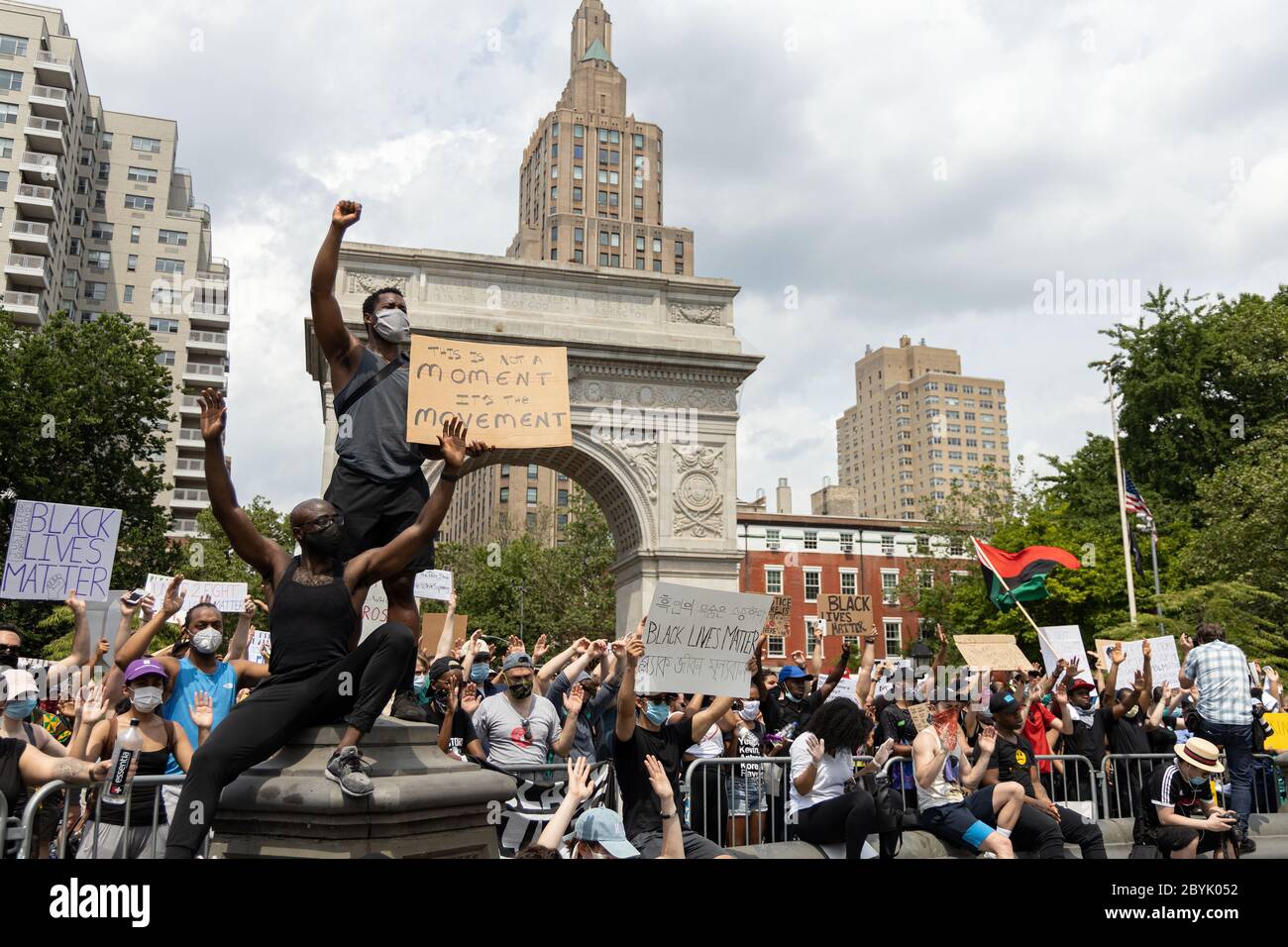 Protestors attend a Black Lives Matter protest in Washington Square ...