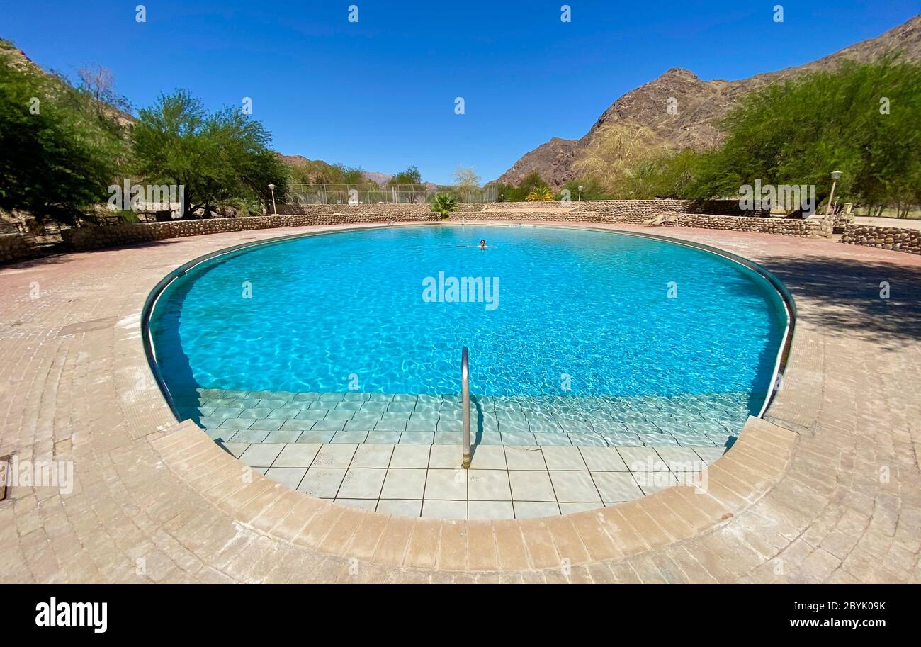 Clear blue water at the hot spring resort in Ai-Ais, Namibia Stock ...