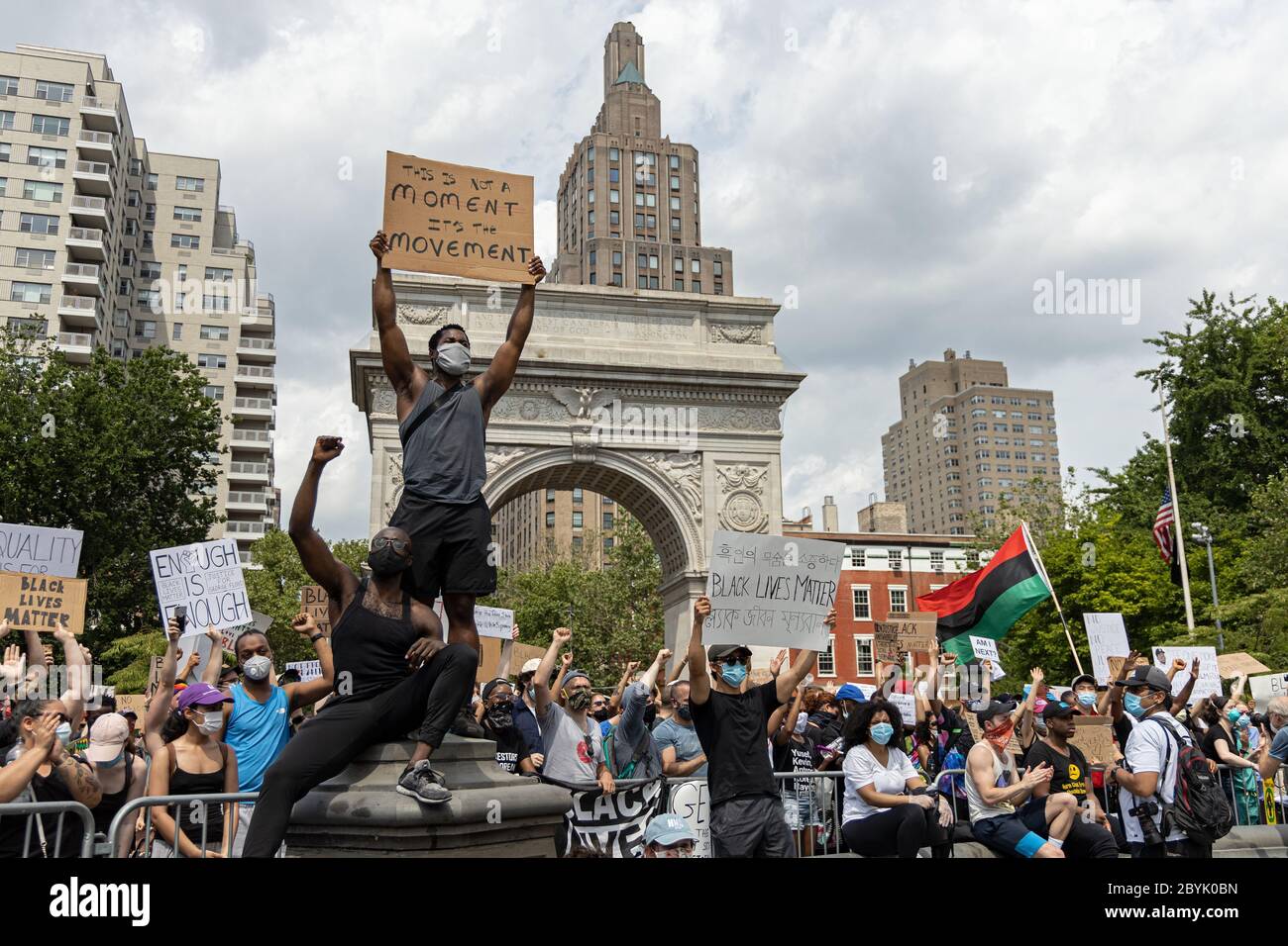 Protestors attend a Black Lives Matter protest in Washington Square ...