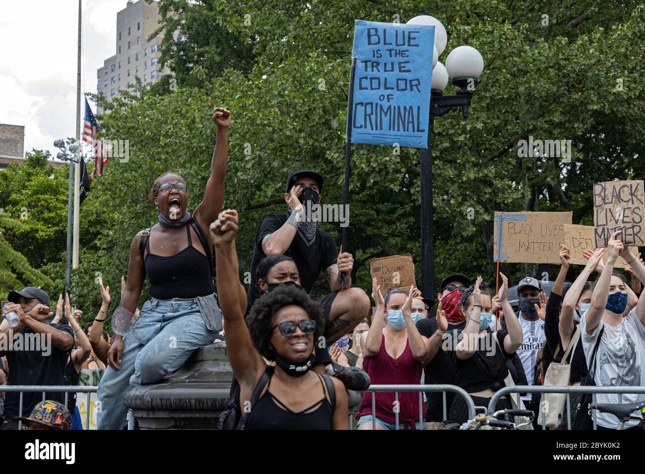 Protestors attend a Black Lives Matter protest in Washington Square ...