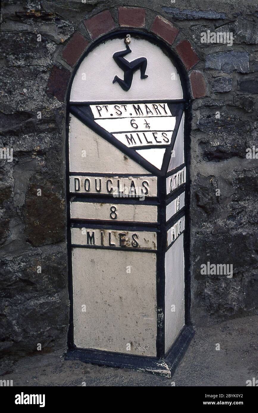 Road signs on the Isle of Man TT coarse in 1991 Stock Photo - Alamy