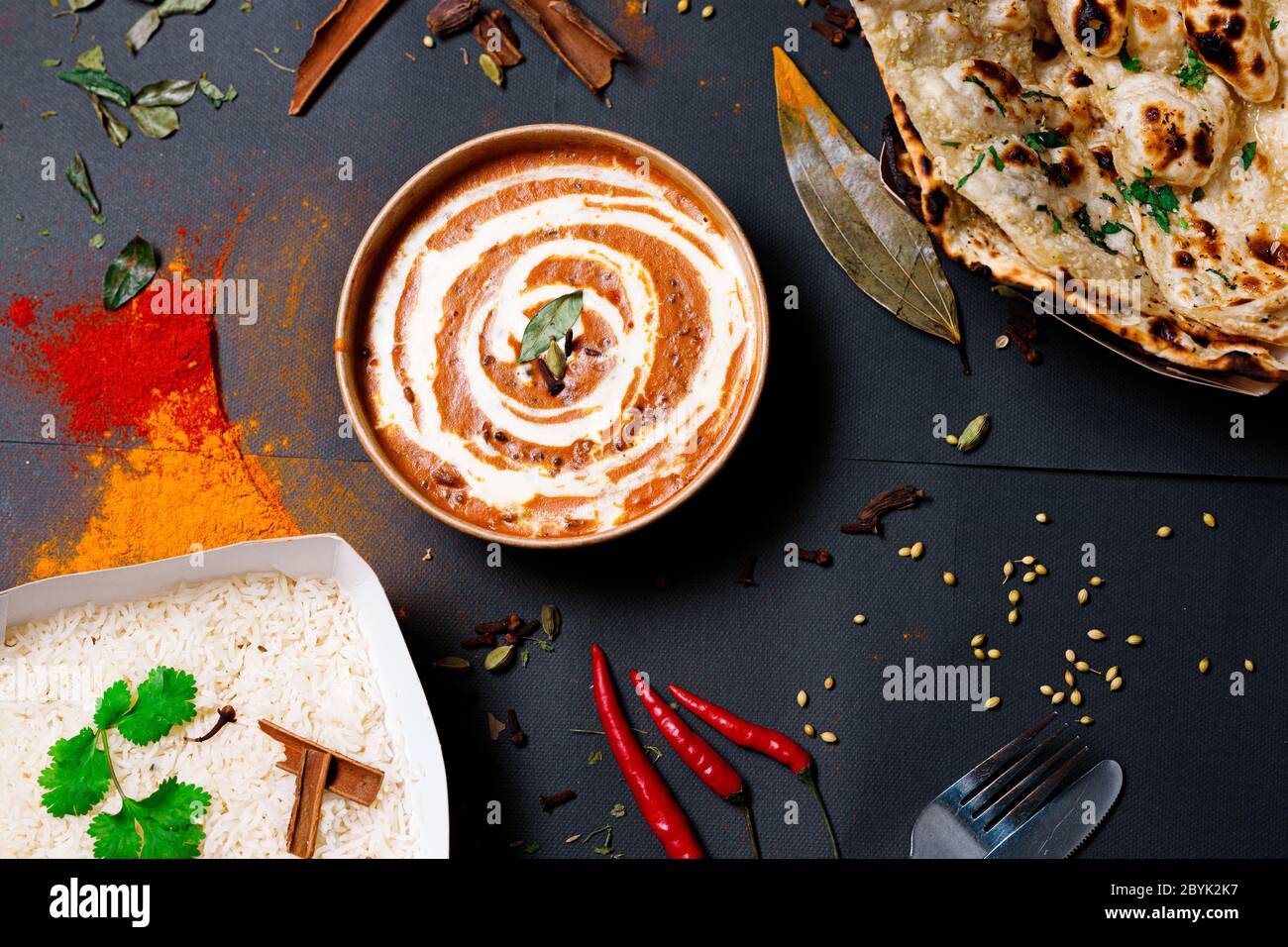 Indian food and spicy spices, stylish photos for the menu Stock Photo ...