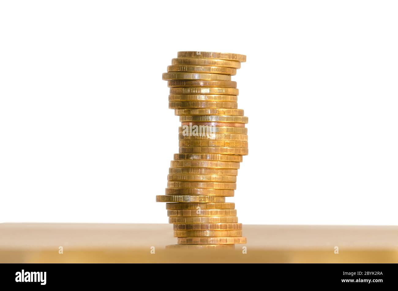A stack of coins, isolated on white background Stock Photo - Alamy