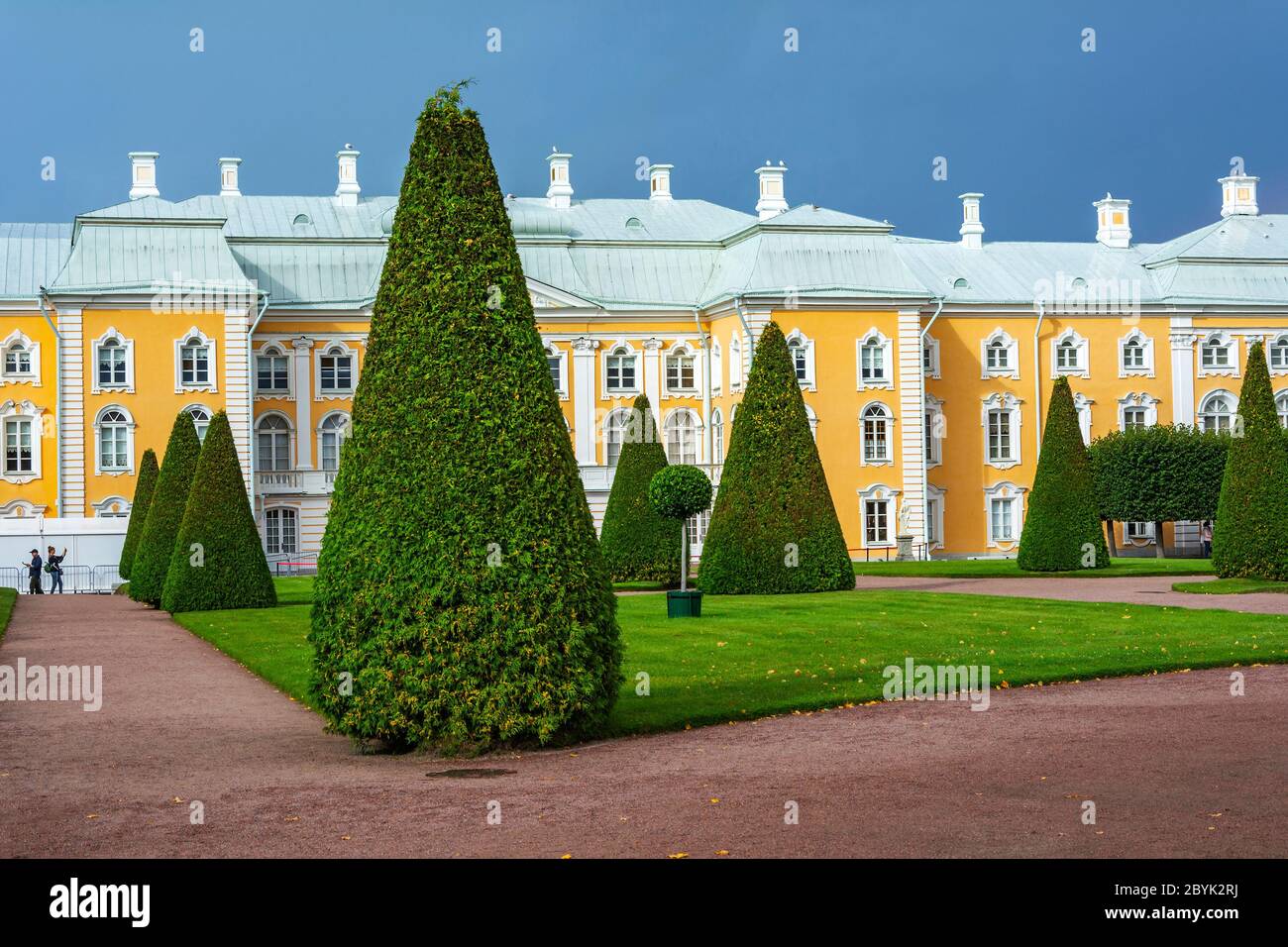 Peterhof, view of the Grand Palace from the Upper garden, a famous ...